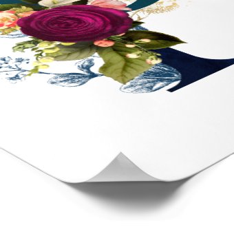 Fancy Floral Monogram Letter P Poster | Zazzle