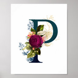 Fancy Floral Monogram Letter P Poster | Zazzle