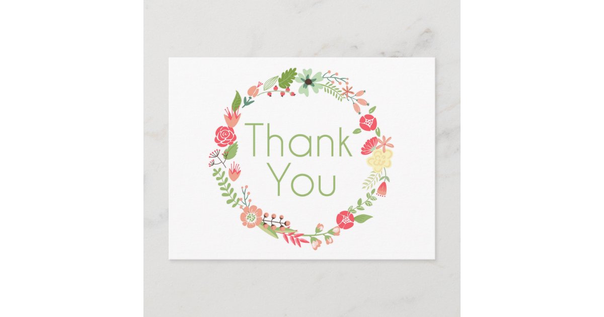 Fancy Floral Thank You Postcard | Zazzle