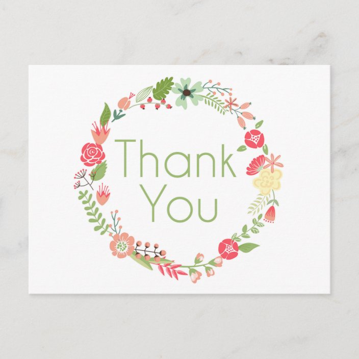 Fancy Floral Thank You Postcard | Zazzle.com