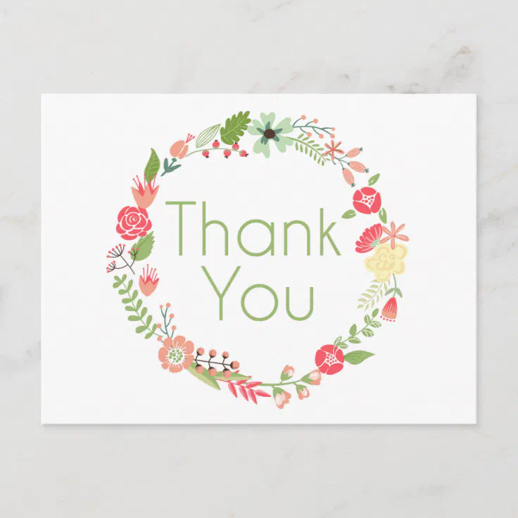 Fancy Floral Thank You Postcard | Zazzle