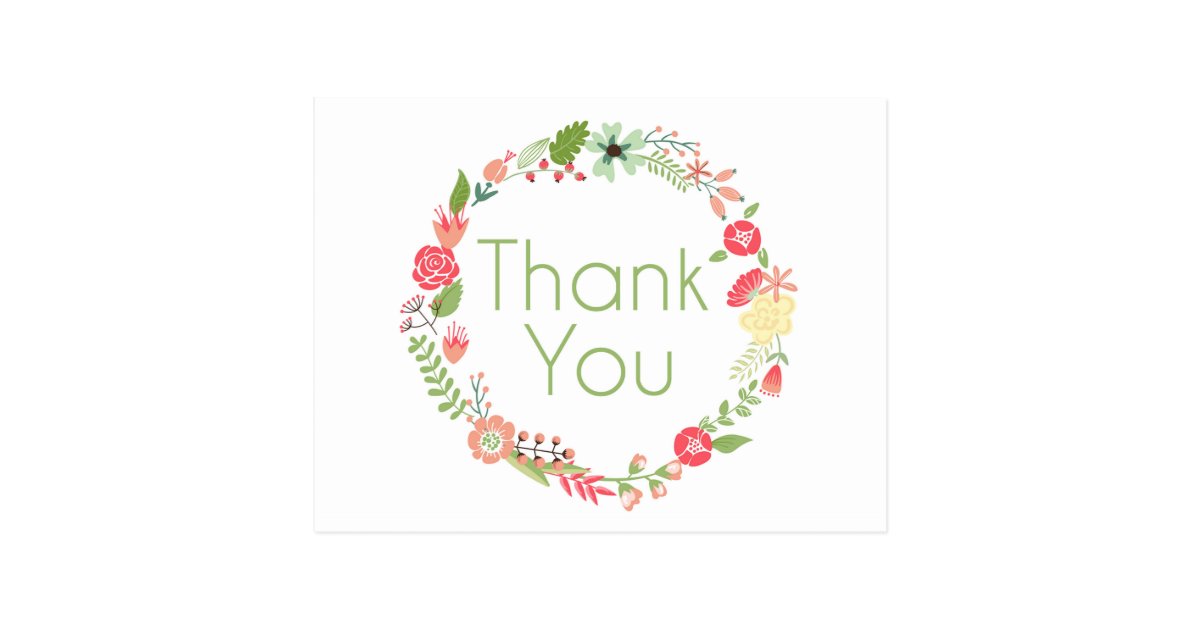 Fancy Floral Thank You Postcard | Zazzle.com