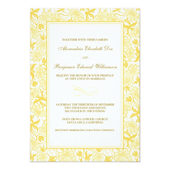 Fancy Floral Yellow Wedding Invitation | Zazzle.com