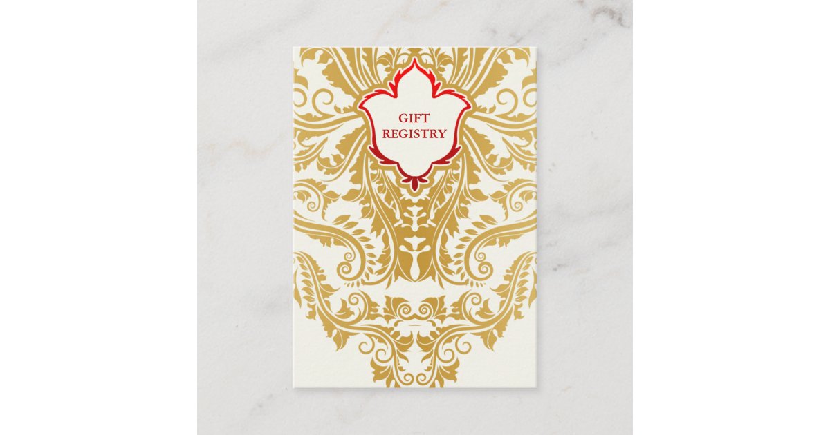Fancy Flourishes Golden Wedding Gift Registry Card | Zazzle