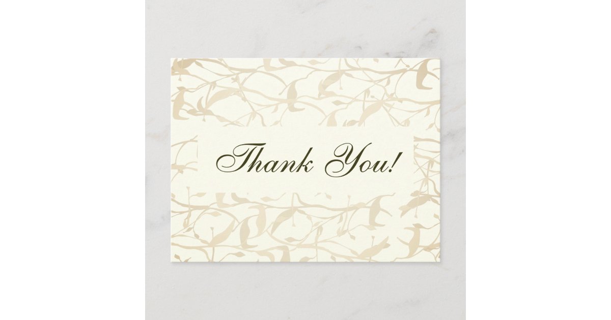 Fancy Foliage Thank You Postcard | Zazzle