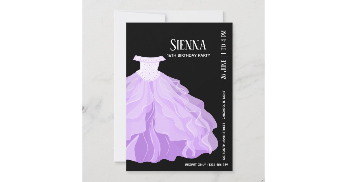 Fancy Glam Gown Dresses Invitation | Zazzle