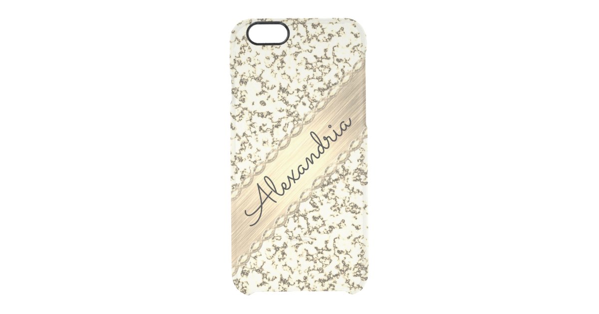 Fancy Gold Shimmery Marble Personalized Uncommon iPhone Case | Zazzle