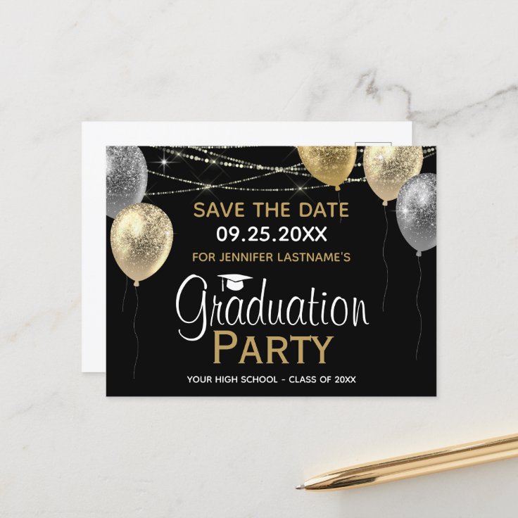 Fancy Graduation Party Save the Date Invitation Po Postcard | Zazzle