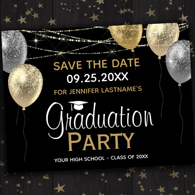Fancy Graduation Party Save the Date Invitation Po Postcard | Zazzle