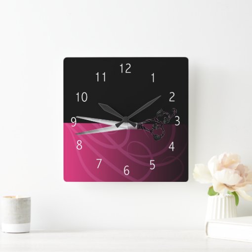 Fancy hair salon clock | Zazzle
