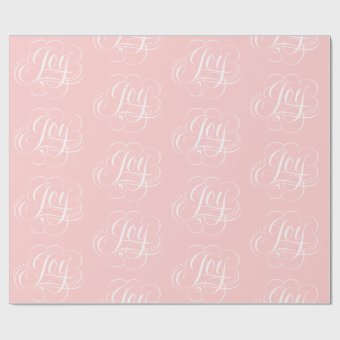 Fancy JOY Lettering - Fashionable Pale Blush Pink Wrapping Paper | Zazzle