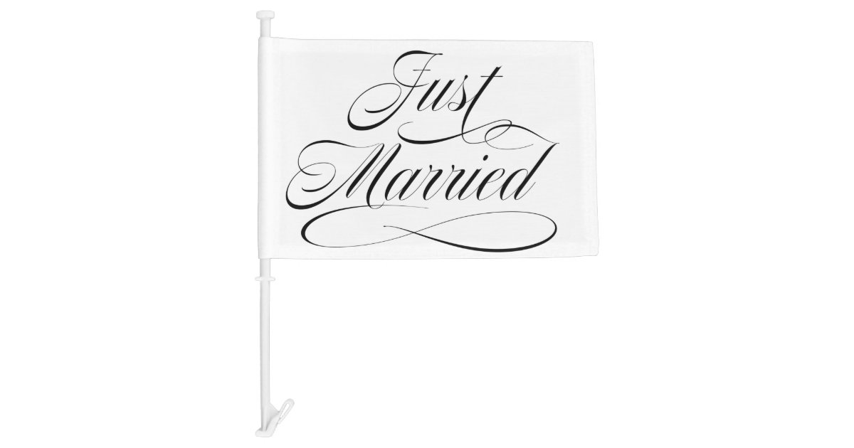 Fancy Just Married Car Flag | Zazzle