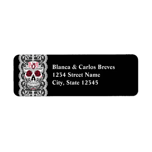 Fancy Lace Sugar Skull Return Address Labels | Zazzle