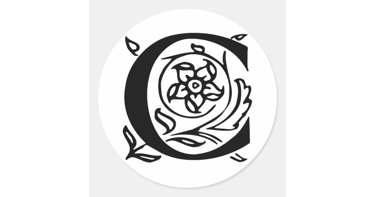 Fancy Letter C Classic Round Sticker | Zazzle