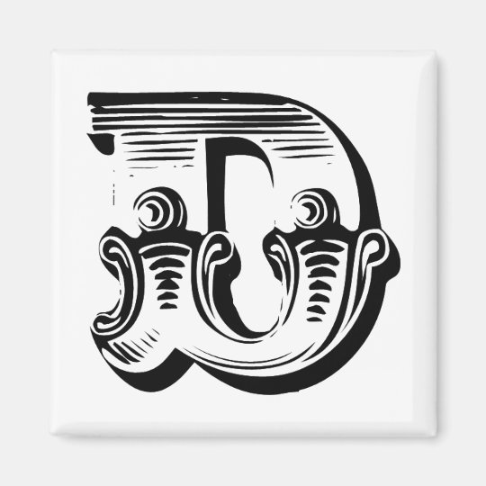 Fancy letter D square magnet | Zazzle.com
