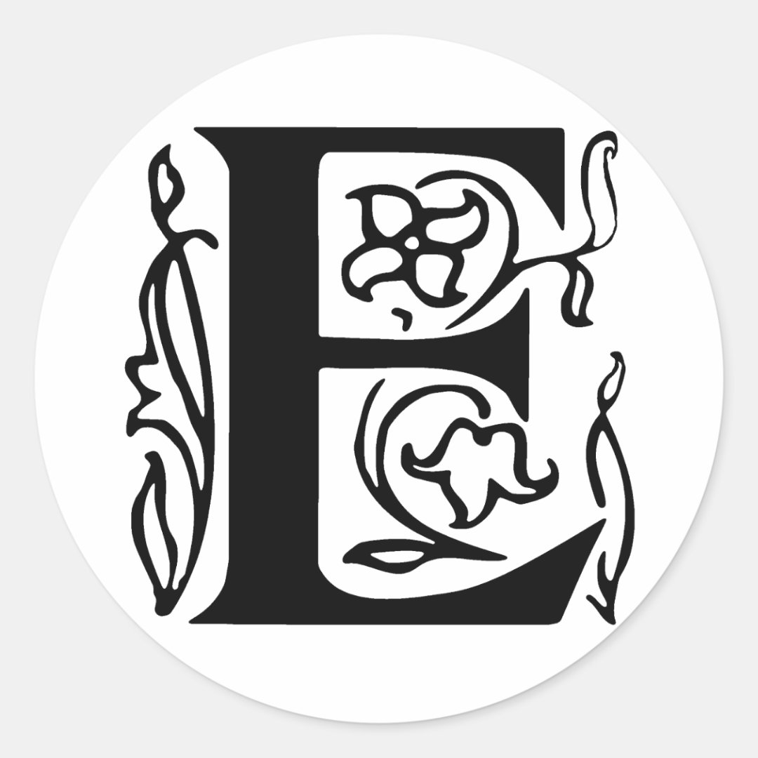 Fancy Letter E Classic Round Sticker | Zazzle