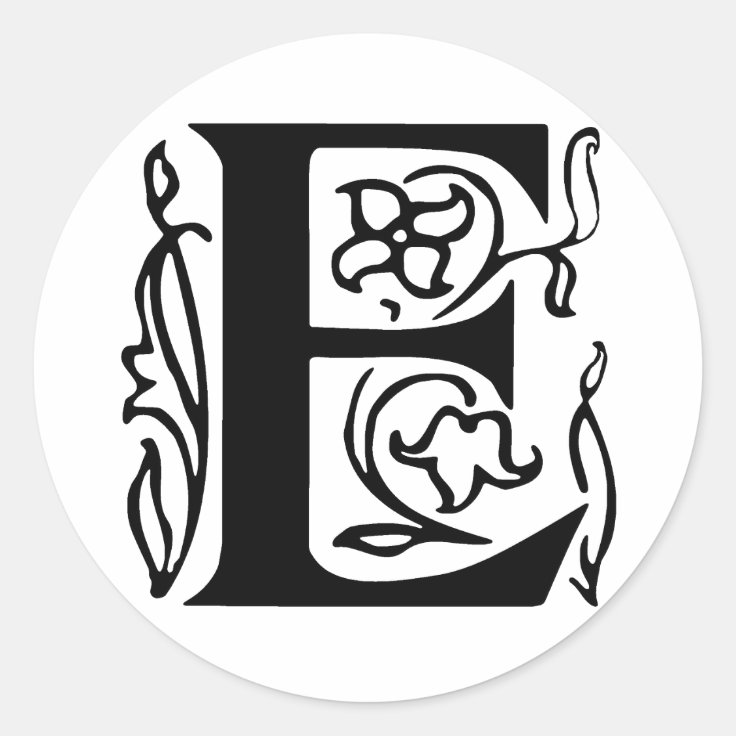 Fancy Letter E Classic Round Sticker | Zazzle
