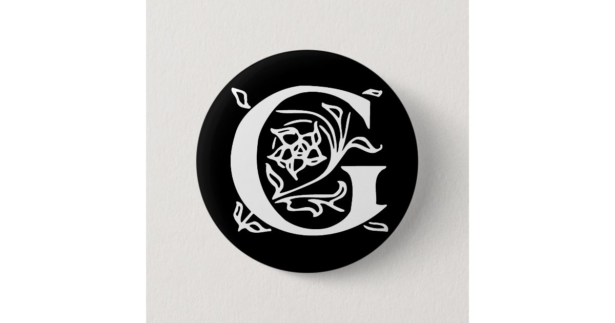 Fancy Letter G Button | Zazzle