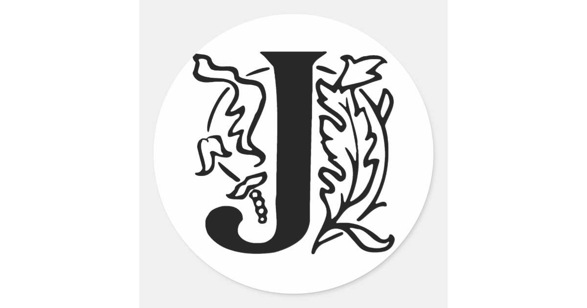 Fancy Letter J Classic Round Sticker | Zazzle