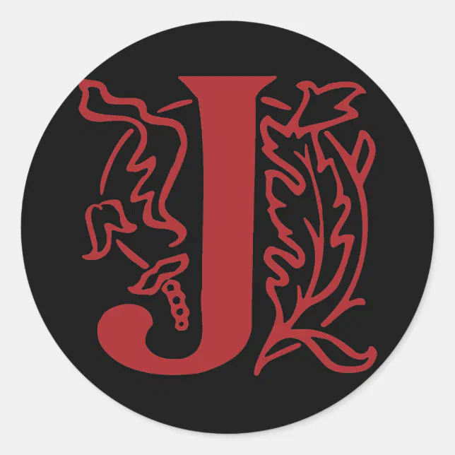 Fancy Letter J Classic Round Sticker | Zazzle
