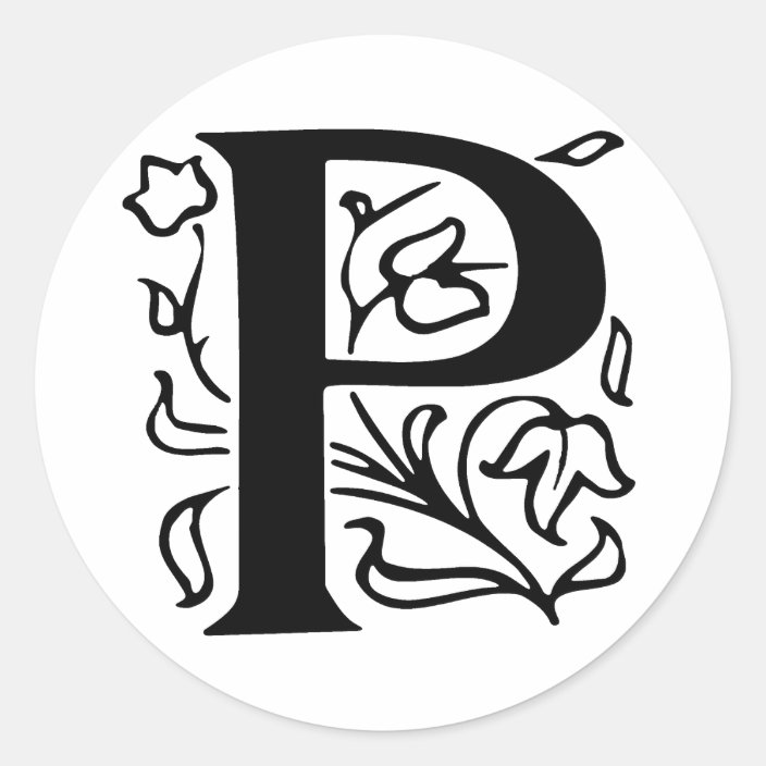 Fancy Letter P Classic Round Sticker | Zazzle.com