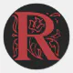 Fancy Letter R Classic Round Sticker | Zazzle