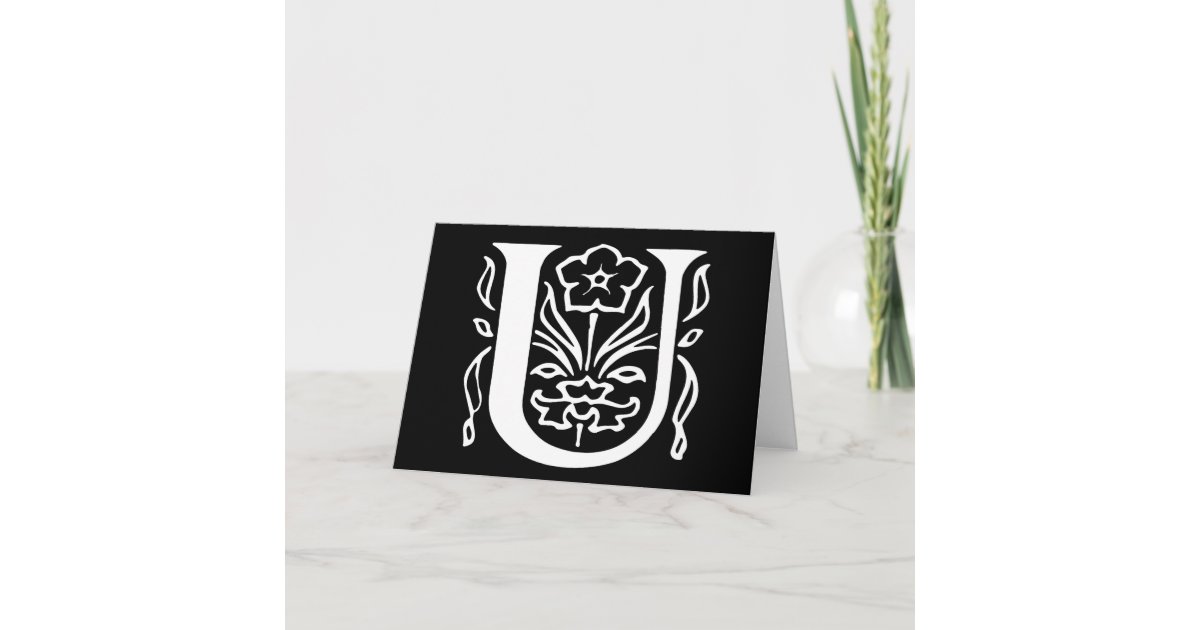 Fancy Letter U Note Card | Zazzle