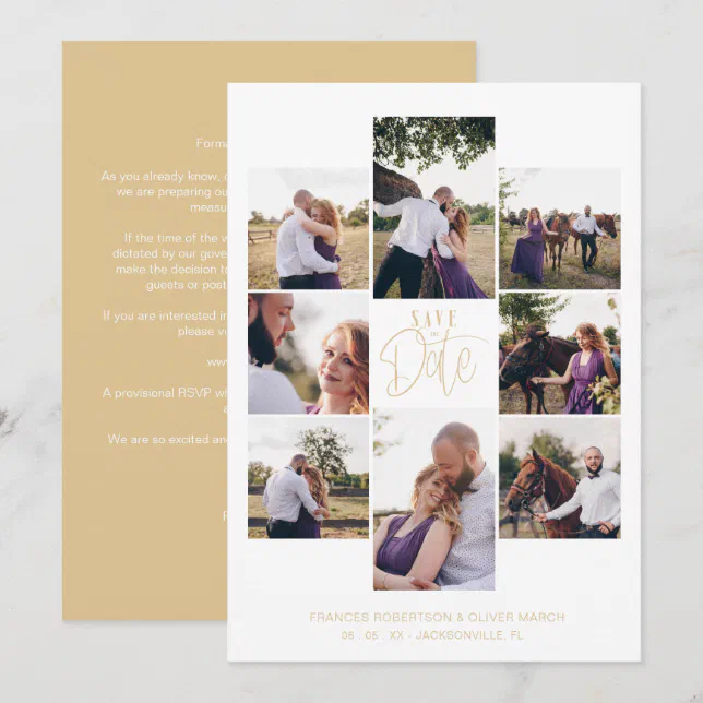 Fancy Modern Chic Collage 6 Photos Couple Save The Date | Zazzle