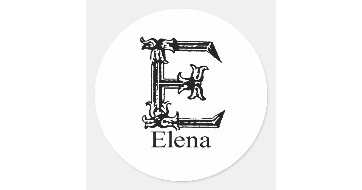Fancy Monogram: Elena Classic Round Sticker | Zazzle