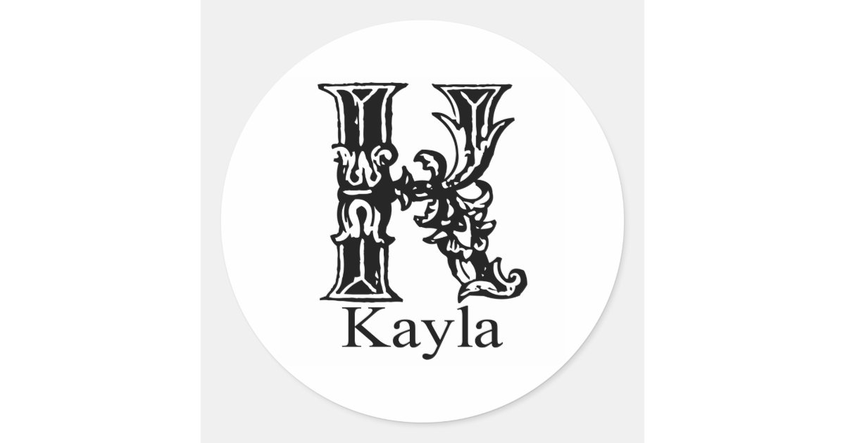 Fancy Monogram: Kayla Classic Round Sticker | Zazzle