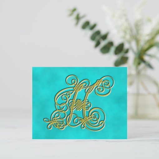 Fancy Monogram Letter H, Customize Color Postcard | Zazzle