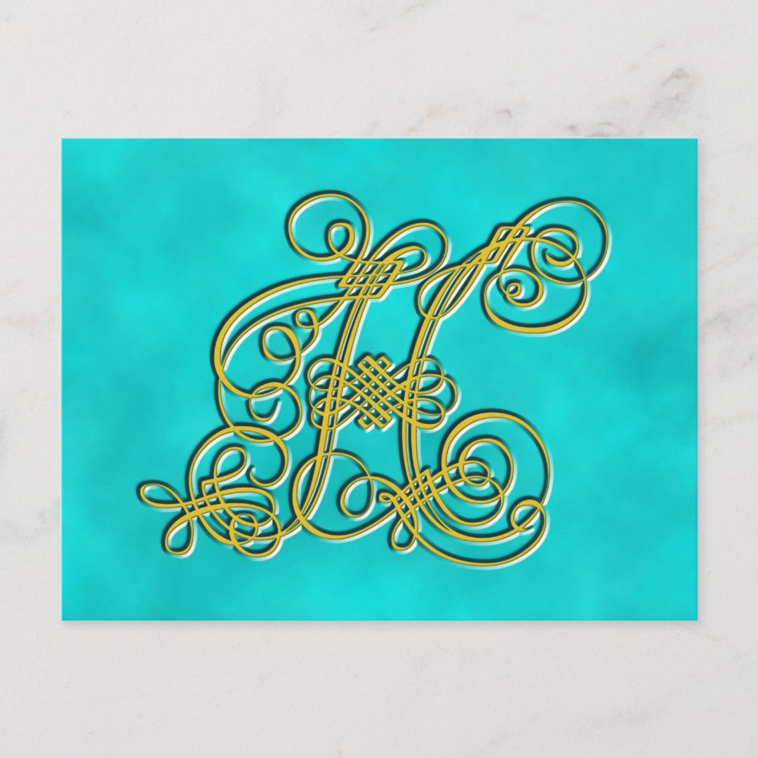 Fancy Monogram Letter H, Customize Color Postcard | Zazzle