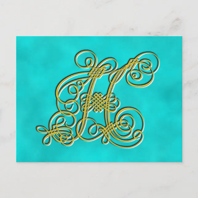 Fancy Monogram Letter H, Customize Color Postcard | Zazzle
