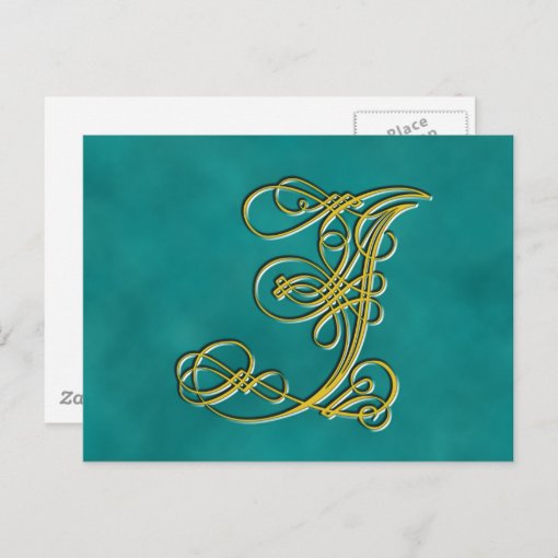 Fancy Monogram Letter J, Customize Color Postcard | Zazzle