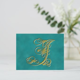 Fancy Monogram Letter J, Customize Color Postcard | Zazzle
