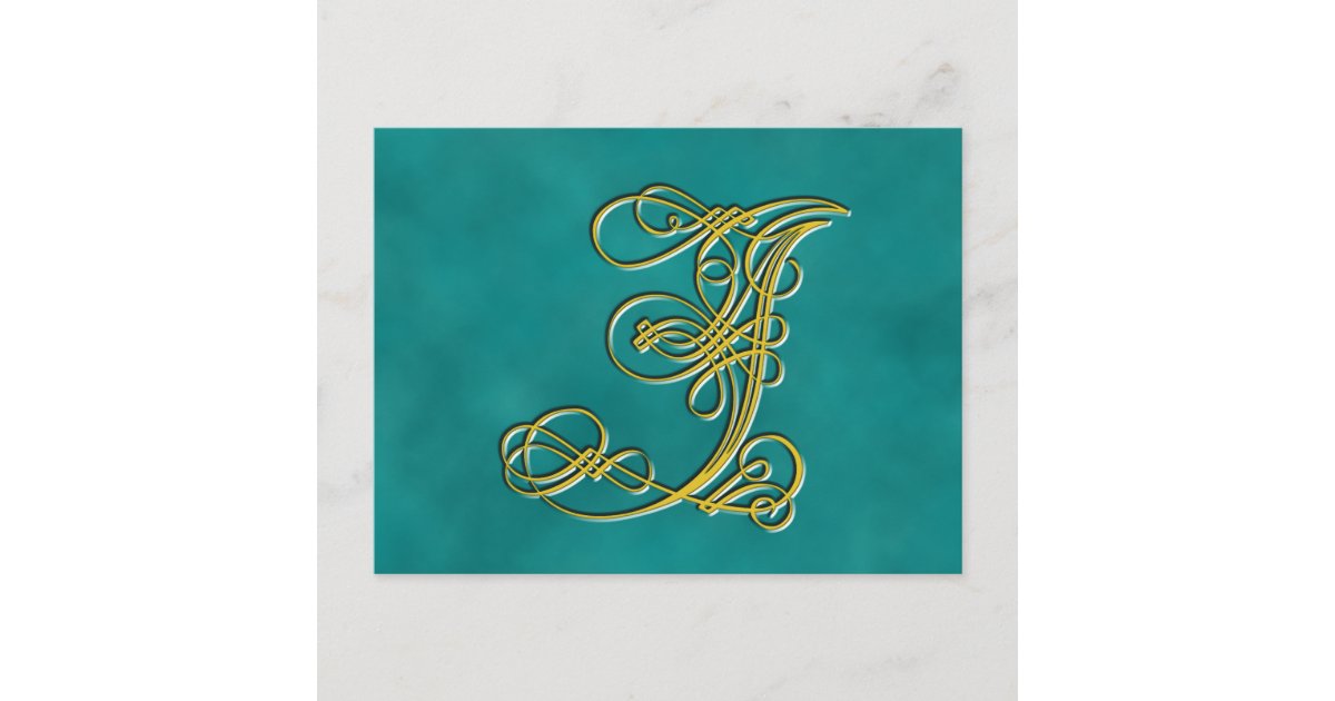 Fancy Monogram Letter J, Customize Color Postcard | Zazzle