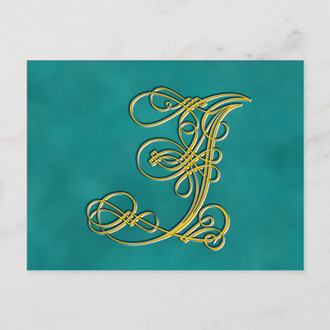 Fancy Monogram Letter J, Customize Color Postcard | Zazzle