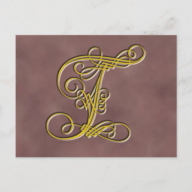Fancy Monogram Letter T Postcard | Zazzle