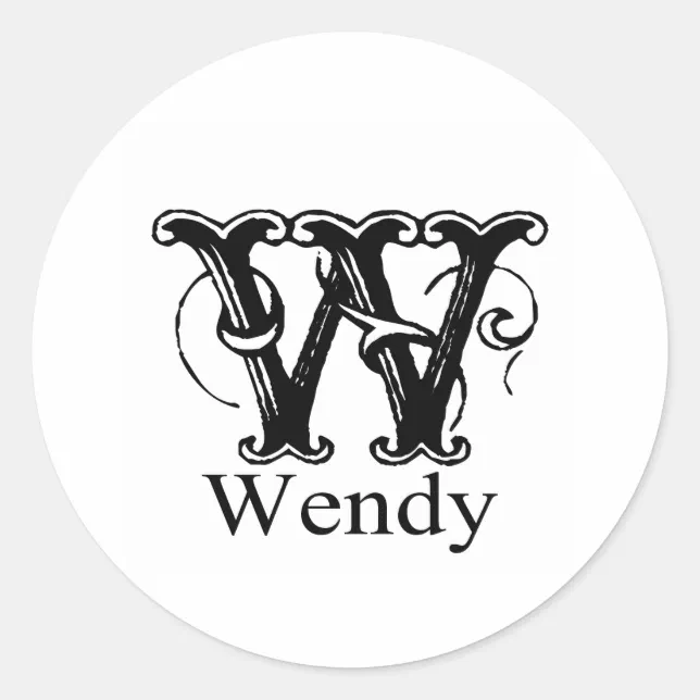Fancy Monogram: Wendy Classic Round Sticker | Zazzle