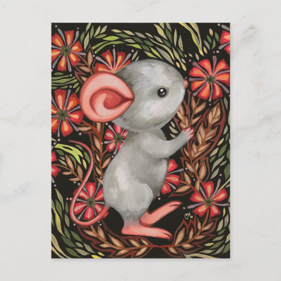 Fancy Mouse Art Pattern Illustration Postcard | Zazzle