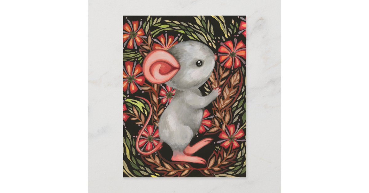 Fancy Mouse Art Pattern Illustration Postcard | Zazzle