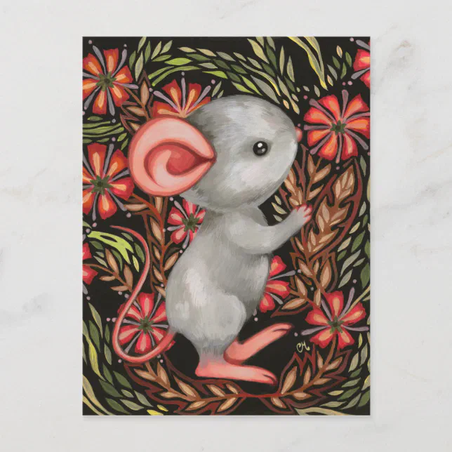 Fancy Mouse Art Pattern Illustration Postcard | Zazzle