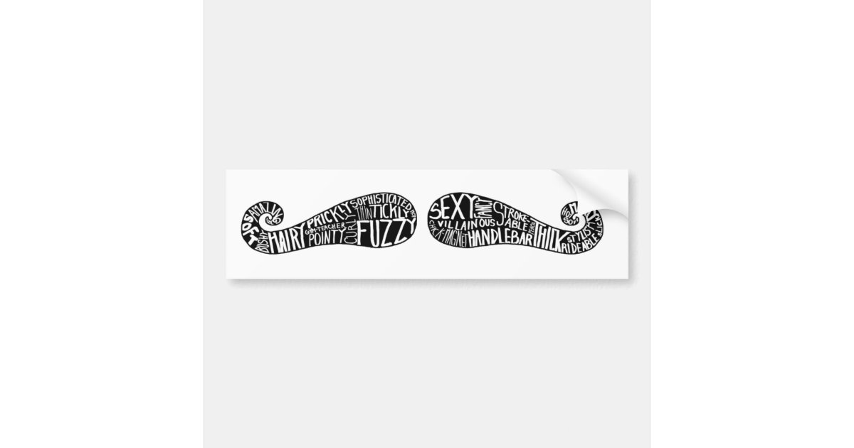 Fancy Moustache words bumper sticker | Zazzle