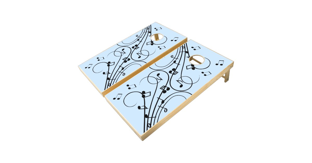 Fancy Music Notes Blue Cornhole Set | Zazzle
