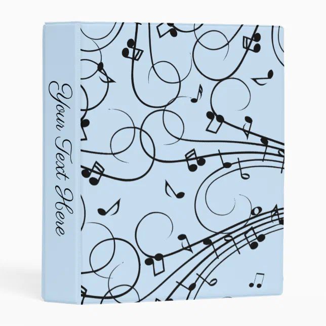 Fancy Music Notes Blue Personal Mini Binder | Zazzle