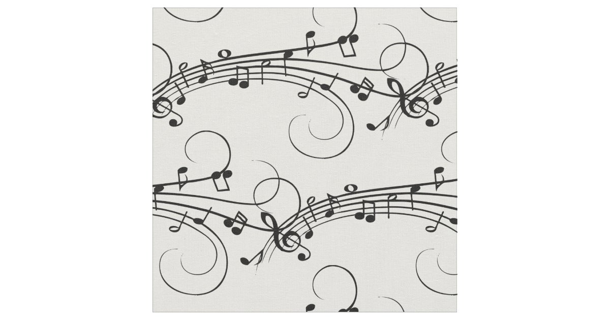 Fancy Music Notes Fabric | Zazzle