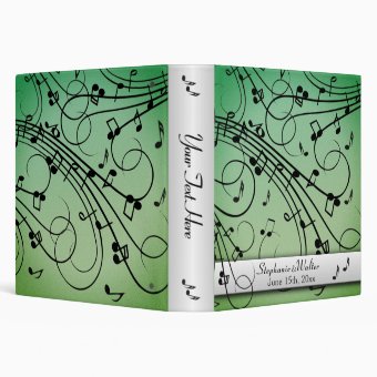 Fancy Notes Green Music Design 3 Ring Binder | Zazzle