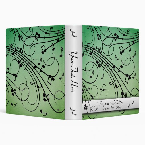 Fancy Notes Green Music Design 3 Ring Binder | Zazzle