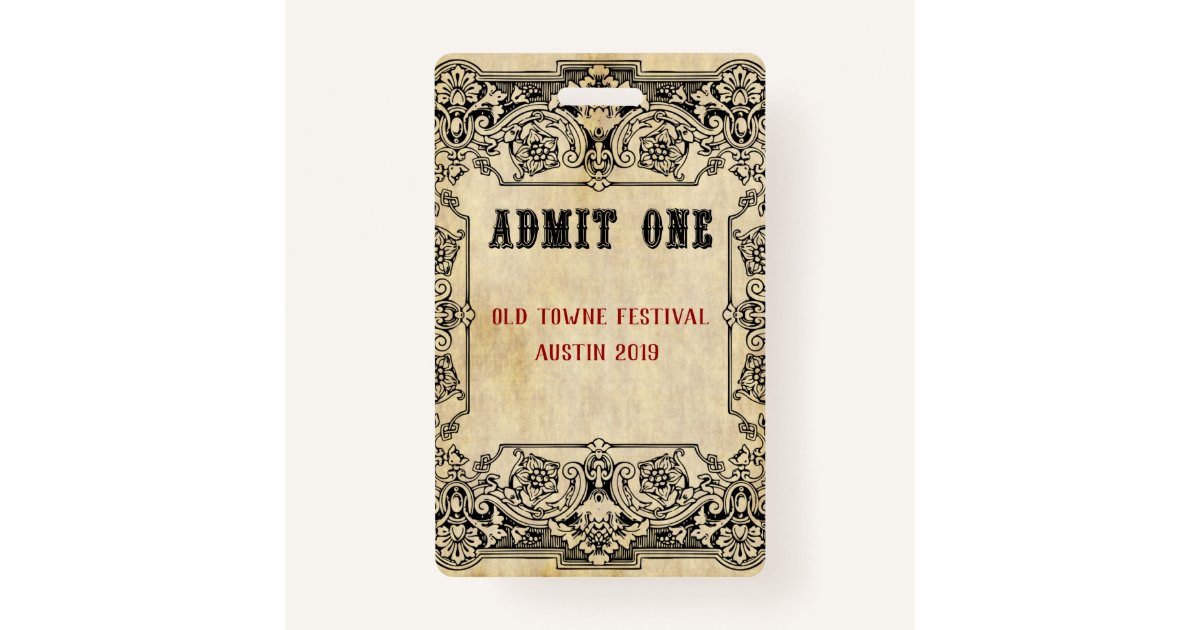 Fancy Old Fashioned Ticket Schedule Badge | Zazzle
