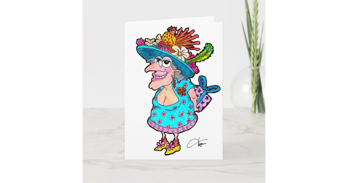 Fancy Old Lady Greeting Card | Zazzle